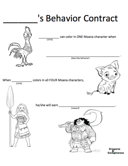 Moana Behavior Contracts – Krista H Counseling