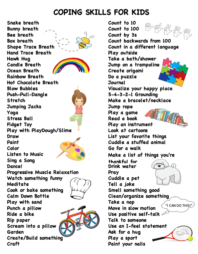 75 Coping Skills for Kids (FREE Printable) – Krista H Counseling