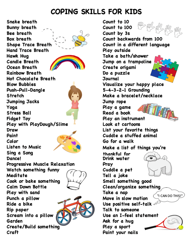 75 Coping Skills for Kids (FREE Printable) – Krista H Counseling